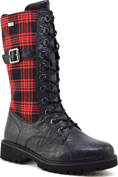 REMONTE D8674-02 Red Tartan Combat Boots – Tanda Shoes